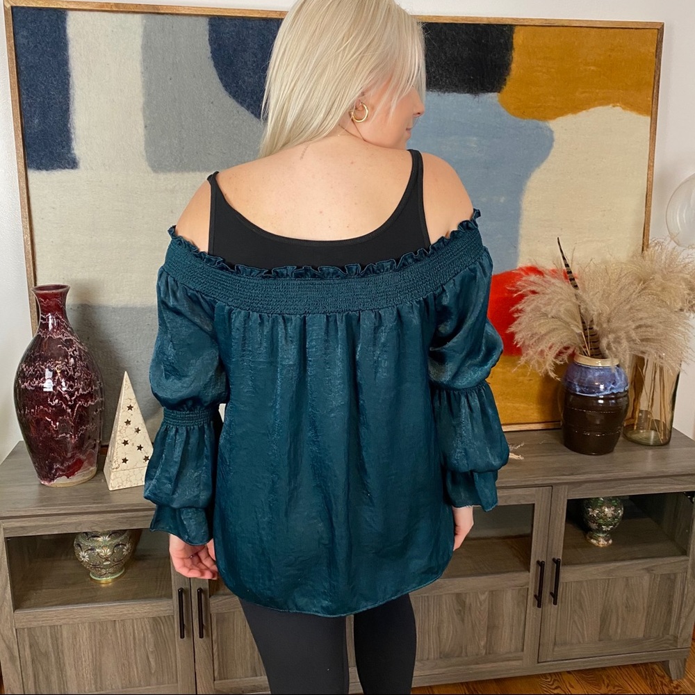 Entro Emerald Green Off The Shoulder Blouse - Gem